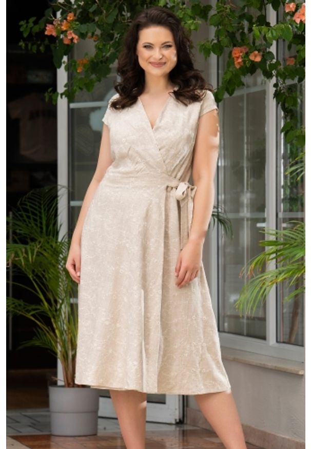 Szara sukienka dla puszystych KARKO wizytowa - Sukienki damskie dla ...